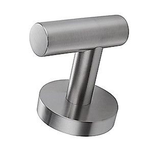 Woooow Modern 304 Stainless Steel Single Prong Round, Wall Robe Hook Brushed Nickel, 1-Pack