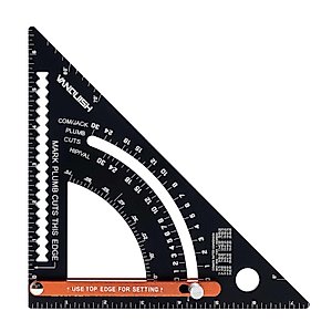 Vanquish Rafter Square for Carpentry, 7 Inch Aluminum Carpenter Square (4027), Black