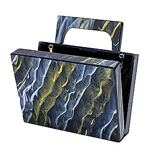 WuYangSto Acrylic Evening Bag,Marble Gold Blue Clutch Purses for Women Formal