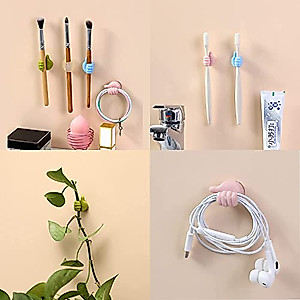 NENRTE Silicone Thumb Wall Hook - 2022 New 16 PCS Multi-Function Self-Adhesive Wall Decoration Hook for Cable Clip Key hat Makeup Brush, Home Office Wall Storage