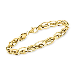 Ross-Simons 14kt Yellow Gold Oval and Double-Twisted Link Bracelet. 7 inches