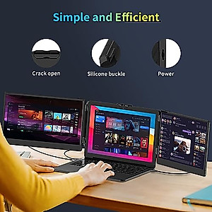 Venraty 14'' Laptop Screen Extender, Portable Monitor Screen Extender for Laptop, Full HD IPS Display&Dual Triple Monitor Extender Compatible with 13”-17” Laptops (Triple 14")