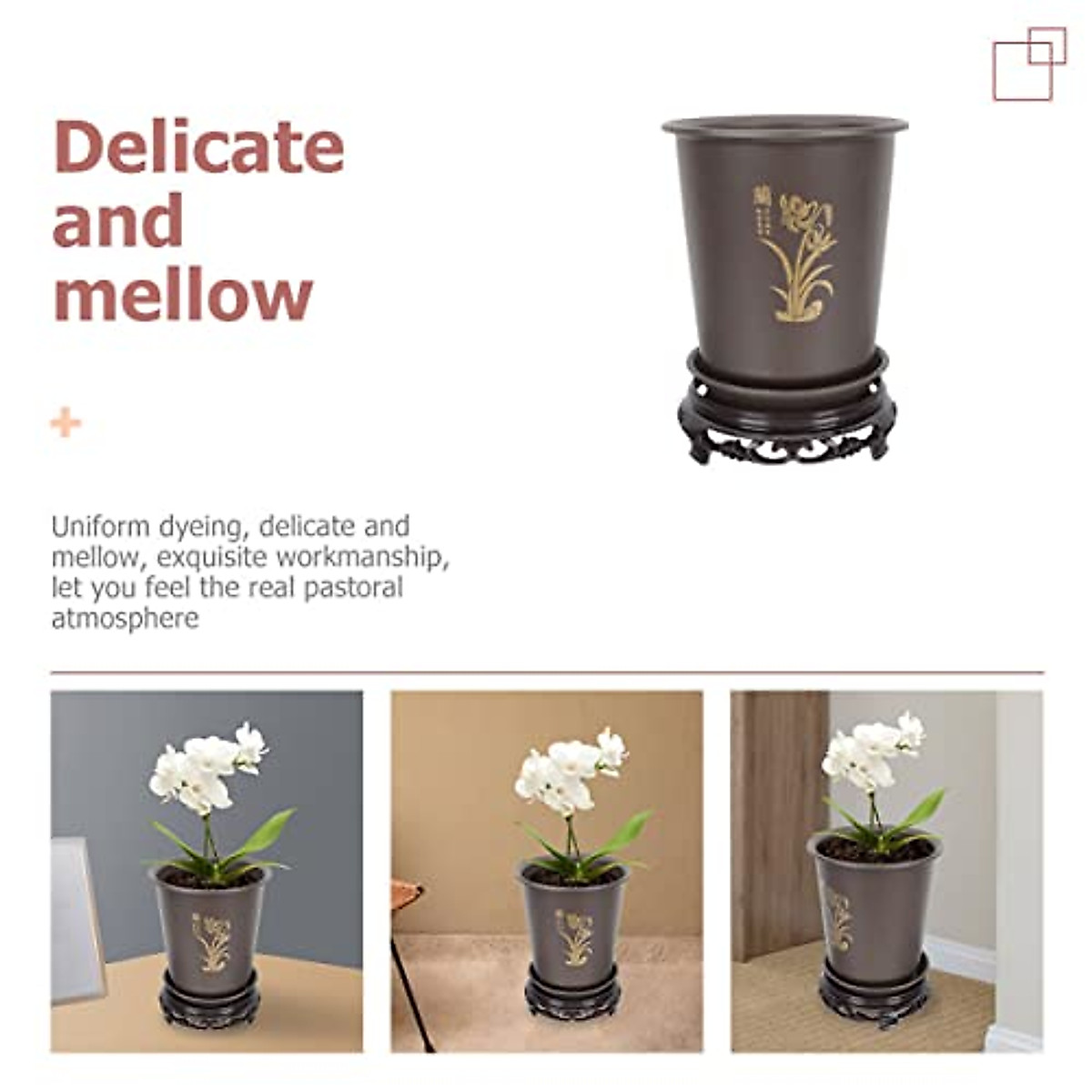 Happyyami Vintage Decor Outdoor Planters 2 Orchid Pots with Orchid pots with Holes Bonsai Planter Decorative Flower Pot with Drainage Holes Saucer and Display African Violet Pots Outdoor Decor