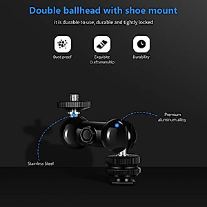 NEEWER Cool Ballhead Multifunctional Dual Ball Head with Cold Shoe Mount & 1/4" Screw, Compatible with SmallRig Cage, DSLR Cameras Camcorders Monitor LED Light, Load up to 2.2lb/1kg, ST13