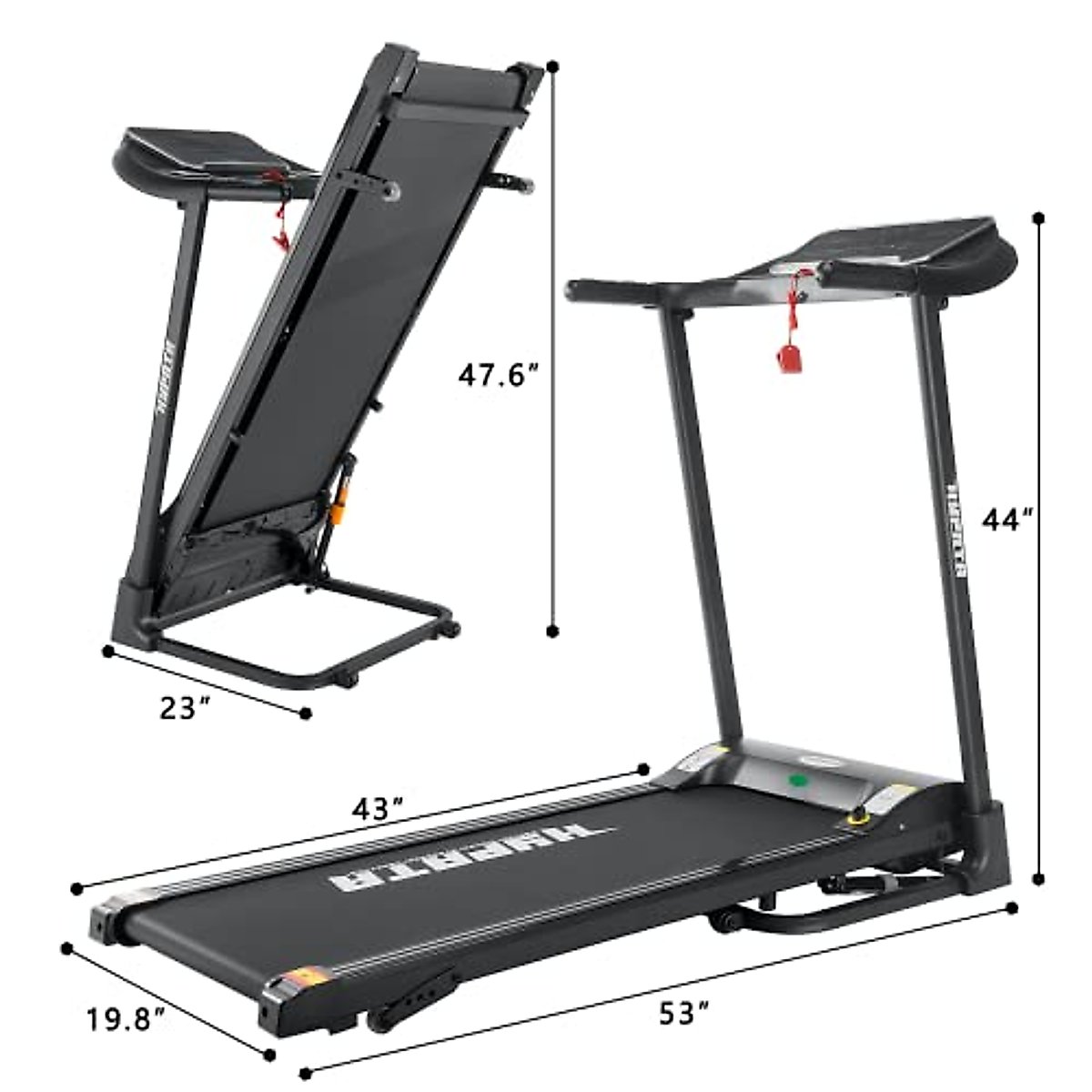 HYPATA Treadmill 300 lb Capacity,Max 2.5 HP Folding Treadmills for Running and Walking Jogging Exercise with 12 Preset Programs, Easy Assembly for Home Use