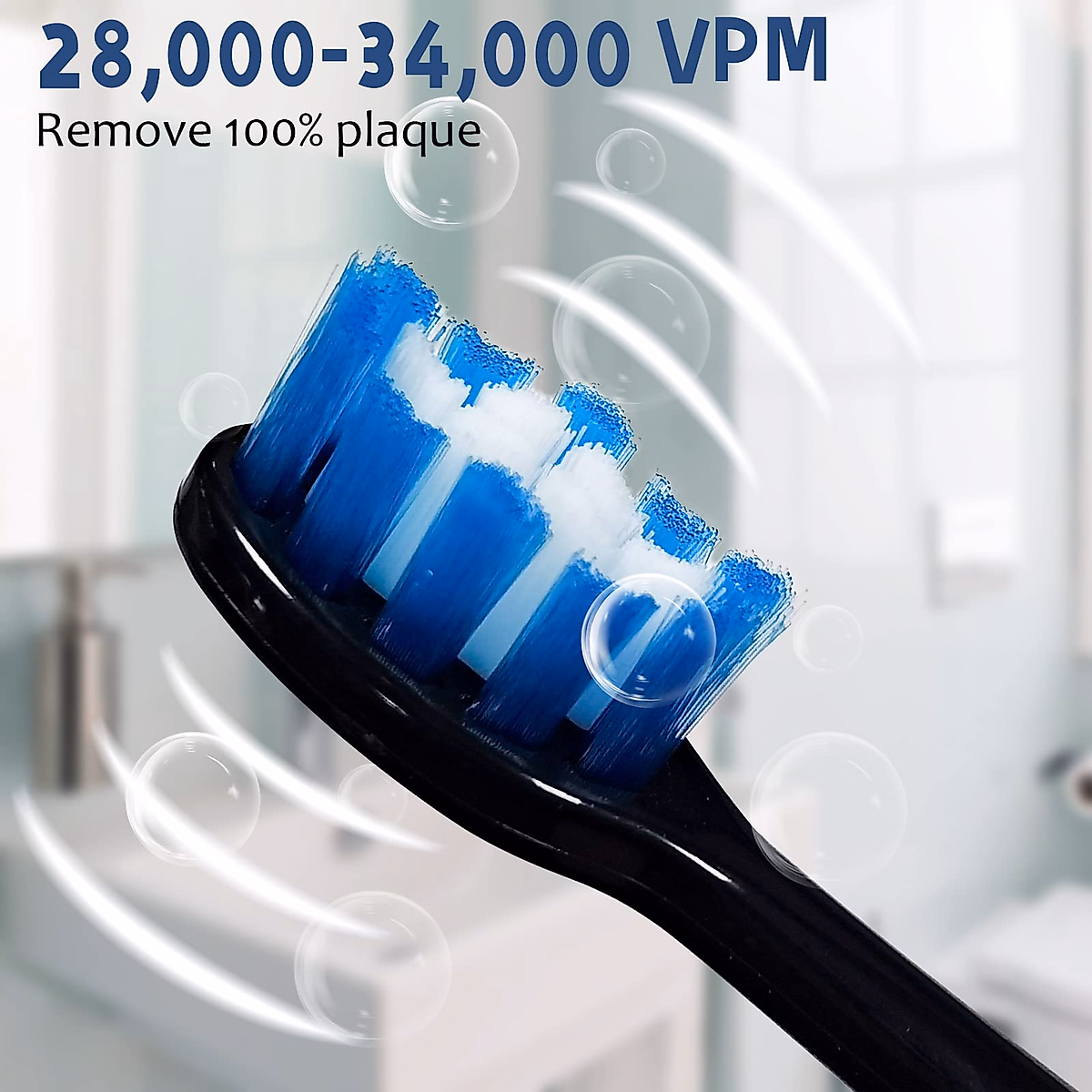 Bahfir Electric Sonic Toothbrush Ergonomic Design with 3 Modos 2 Minutes Smart Timer Rechargeable 1 Time Charge for 30 Days with 3 Brush Heads Replacement Portable for Home and Travel Adults Kids