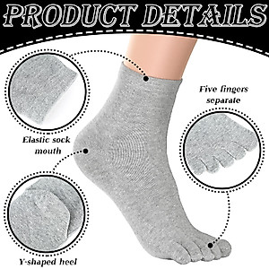 Bencailor 6 Pairs Women Five Toe Socks Cotton Breathable Compression Solid Color Tube Sock for Women Men Athletic Running(5-9,Black, White, Gray)