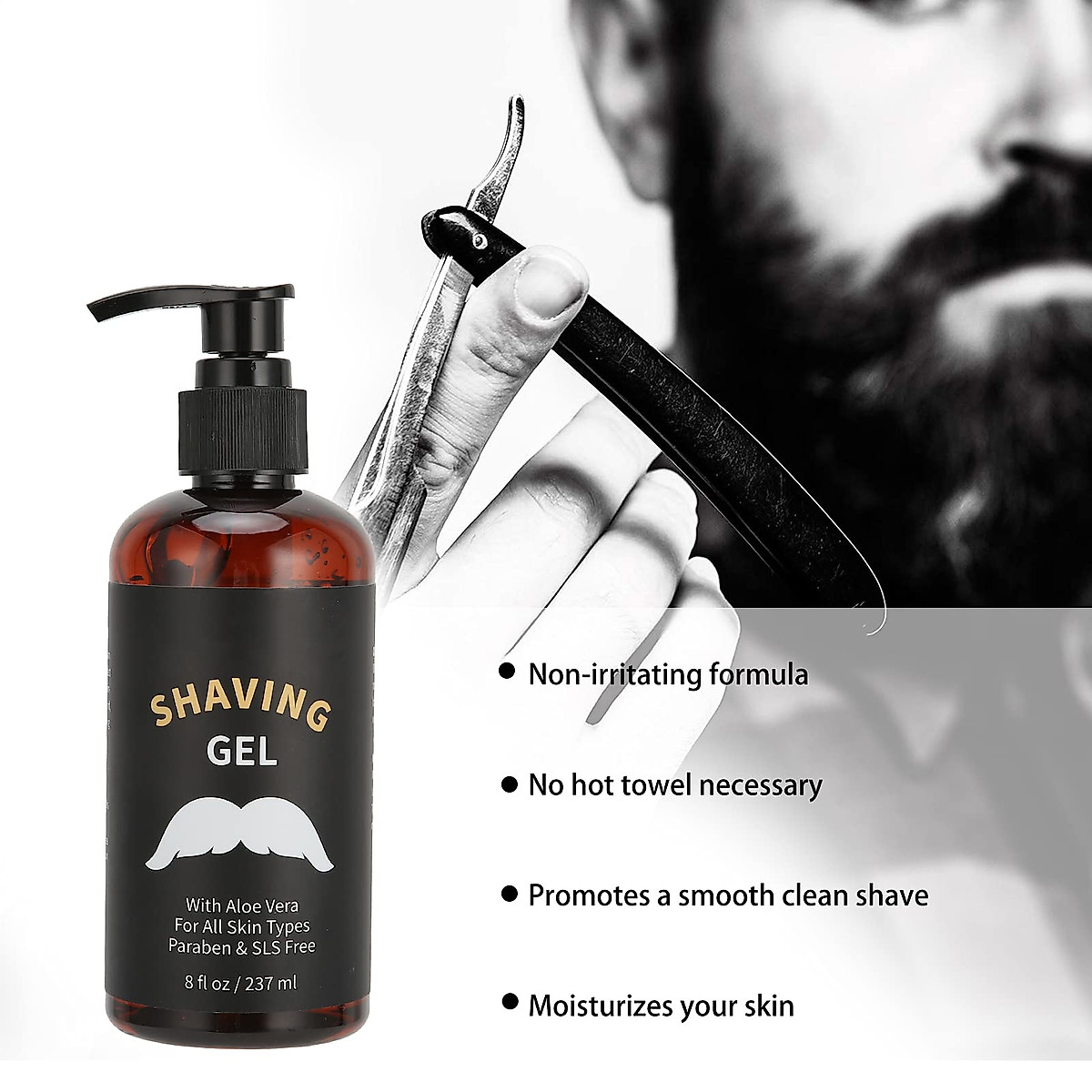 Men'S Shave Gel, Mens Beard Care Shaving Cream, Soften Beard, Moisturizing Against Irritation, Protect Skin Re ing Gel, Protects Against Irritation And Razor Burn, For Sensitive Skin (237ml)