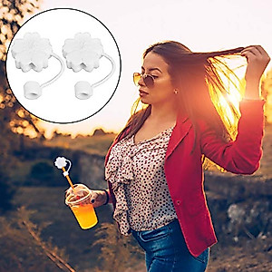 ABOOFAN 2Pcs Silicone Straw Covers Cap Reusable Drinking Straw Tips Lids Cute Straw Topper for Reusable Straws