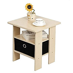 SJYDQ Side Table, Nightstand with Drawer, Narrow End Table for Small Spaces, Stable and Sturdy Construction, Wood Look Accent