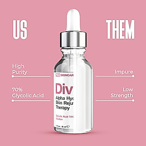 Glycolic Acid Peel 70% Professional Chemical Peel for Face at Home - Intense Alpha Hydroxy Acid Skin Peel For Acne Scars, Collagen Boost, Wrinkles, Fine Lines - Liquid Exfoliant for Face Peel Mask