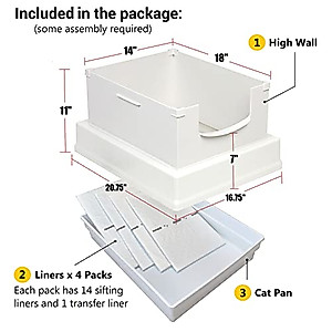 SpeedySift V2 Deluxe Cat Litter Box Starter Kit, Includes 56ct Disposable Sifting Liners, White