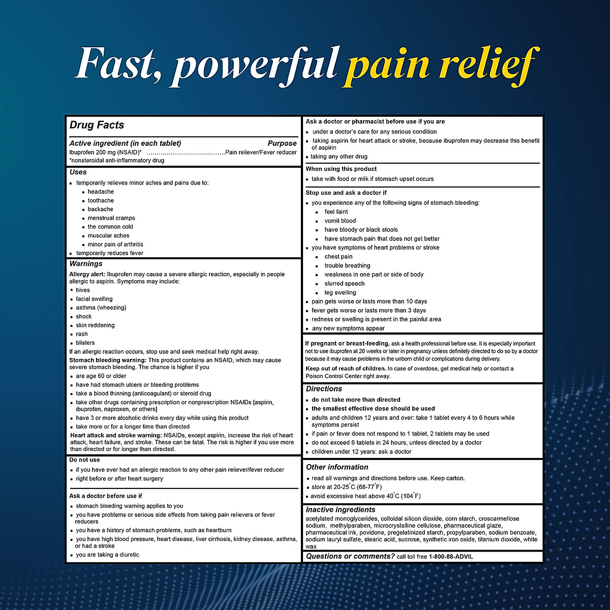 Advil Pain Reliever and Fever Reducer, Pain Relief Medicine with Ibuprofen 200mg for Headache, Backache, Menstrual Pain and Joint Pain Relief - 10 Coated Tablets
