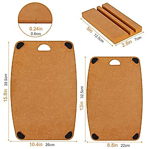 Cutting Boards for Kitchen Set of 3, Wood Cutting Boards with Holder, Non Slip Chopping Boards - Medium & Large Bamboo Cutting Boards, Kitchen Chopping Board for Meat Cheese board