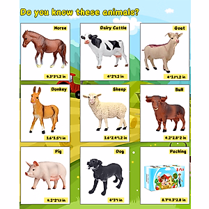 KECIABO Animal Figurines, Big Animal Toys, 8 Pcs Farm Animals Figurines Toys, Realistic Plastic Animals Playset, Educational Learning Toy Set for Kids Toddlers