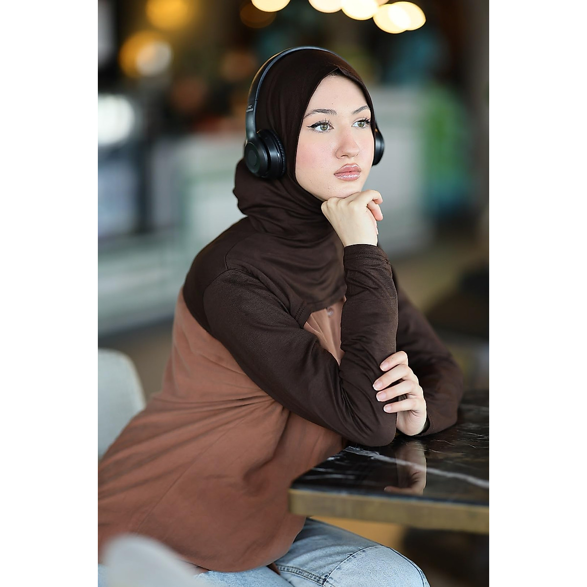 para life Hijab With Shrug-Arm Sleeve With Hijab-Hijab&Armsleeve|Shrugs For Women-Arm Sleeve|Arm Sleeves For Women-Hijab Undercap (Hijab With Shrug, Brown)