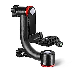 Neewer GM100 Professional Heavy Duty Carbon Fiber Gimbal Tripod Head with 1/4” Quick Release Plate, Bearing Structure Supports Smoother 360 Degree Panoramic Shooting for DSLR Camera Up to 30lbs/13.6kg