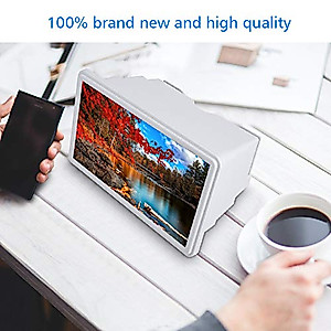 12Inch Phone Screen Amplifier, Retractable Foldable HD High Definition 3D Mobile Video Magnifier Phone Stand Bracket with Cleaning Cloth, Compatible with All Smartphones(White)