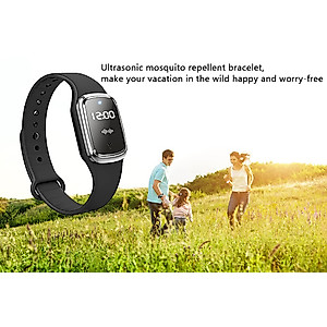 Wskvlcg Ultrasonic Mosquito Repellent Bracelet, Mosquito Repellent Electronic Watch with Clock Function USB Rechargeable Anti
