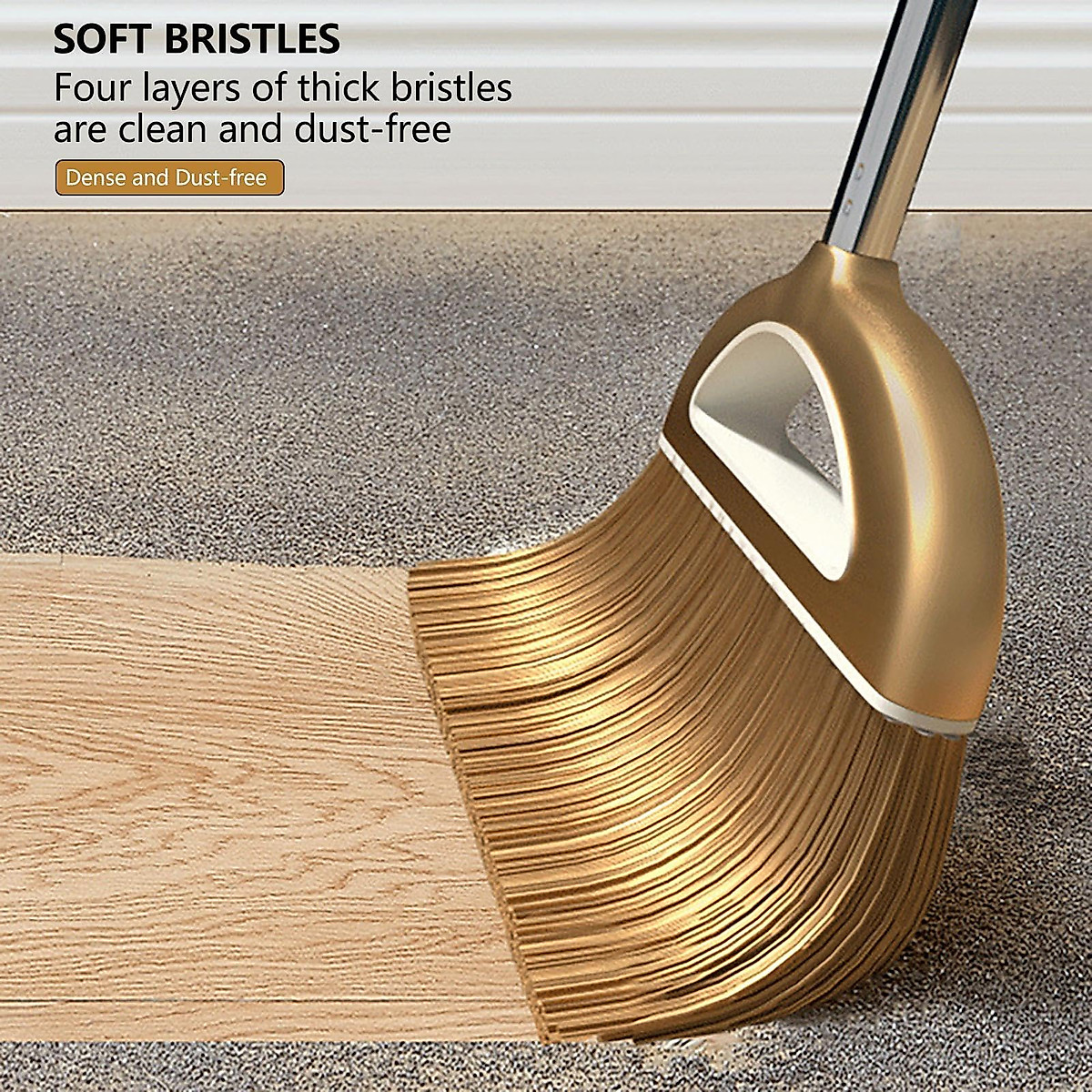 Biniveil Broom and Dustpan Set, Broom and Dustpan Combo Set, Long Handle Broom with Dustpan Combo Set, Stand Up Broom and Dustpan for Home, Heavy Duty Broom for Kitchen Offices