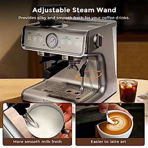 Ultima Cosa Espresso Machine With Grinder,With Milk Frother Steam Wand, Barista Latte Machine With Removable Water Tank for Cappuccinos or Macchiatos