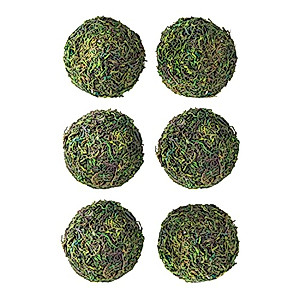 Ka Home Decorative Green Moss Balls Set of 6 - Natural Orbs for Centerpiece, Tray, Bowl or Table Decorations - Artificial Moss Decor Spheres - 3.5 inch Each