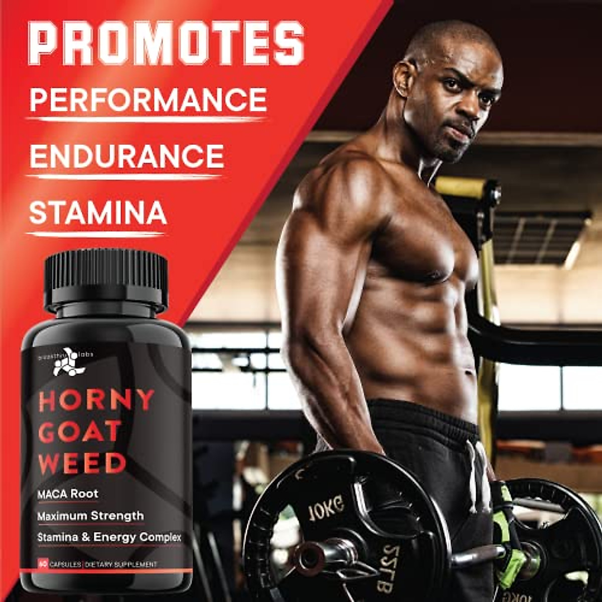 Horny Goat Weed by Breakthru Labs 1000mg Max Strength - Maca Root, Ginseng, Tongkat Ali Root, Saw Palmetto, L-Arginine - USA Made - Stamina and Energy Complex - 2-Pack 120 Count