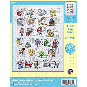 Design Works Crafts Janlynn Stamped for Cross Stitch Baby Quilt Kit, ABC Fun