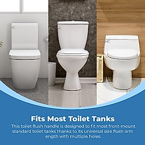 RAVINE Universal Toilet Handle Lever Replacement - Modern Chrome Polished Zinc Handle w/Brass Arm - Front Mount Toilet Flush Lever Compatible w/Most Toilet Tanks - Rubber Gasket Included