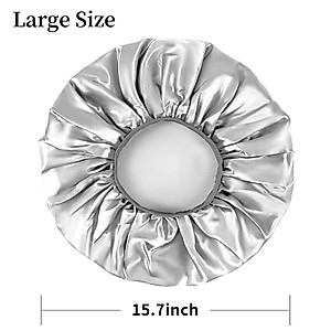 Facynos Large Women Silk Satin-Bonnet - Extra Soft Elastic Band Sleeping Caps for Curly Dreadlock Braid Hair