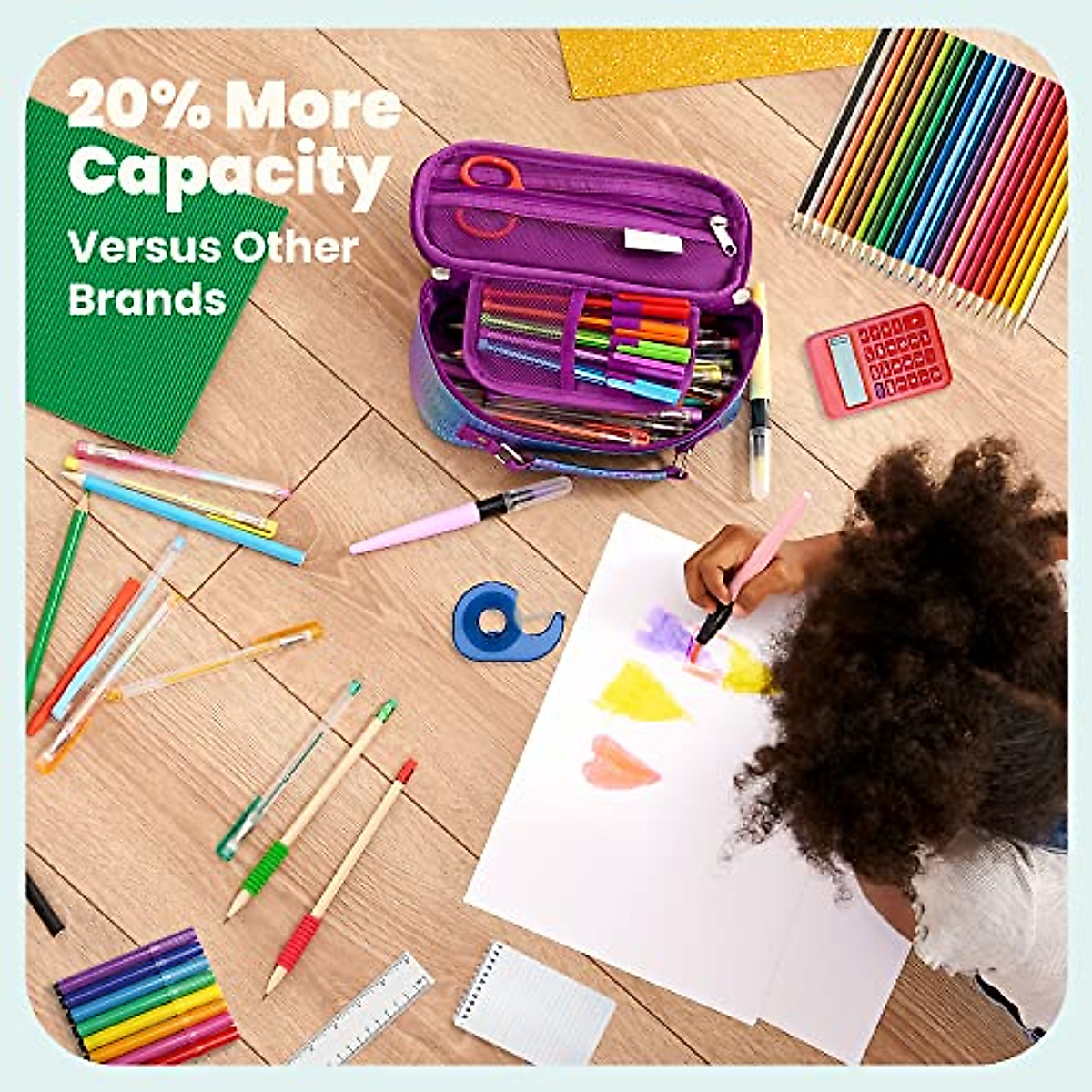 Big Capacity Pencil Case - Mermaid Pencil Case - Cute Pencil Case For Girls - Kids Pencil Case For Kids - Cute Pencil Pouch For Girls Pencil Case - Pencil Box For Kids - Mermaid Purple Pencil Case