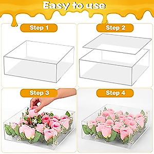 Nynelly Acrylic Cake Stand with Lid, Square Cake Riser Clear Cake Box Stand, Fillable Cube Pedestal Stands for Parties, Decorative Centerpiece for Wedding Birthday Party (2pcs, 8" Dx4”H; 12" Dx4”H)