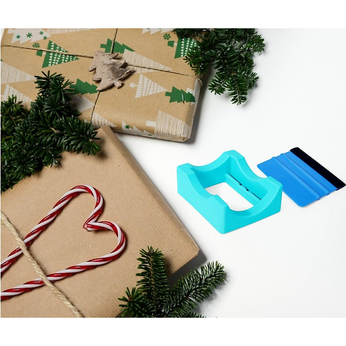 Sweetfamily Silicone Cup Cradle for Crafting Tumblers,Tumbler Cradle for Cups Mugs,Tumbler Holder for Keep Tumblers Coffee Cups Glass Cans in Place,with 1 Felt Edge Squeegee (Blue)