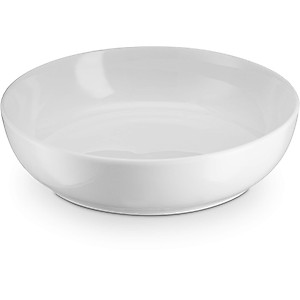 KooK Salad Bowl, Pasta Bowls, Soup, Serving Bowls, Ceramic, Large Capacity, Microwave & Dishwasher Safe, Set of 4, 40 Oz, (White)