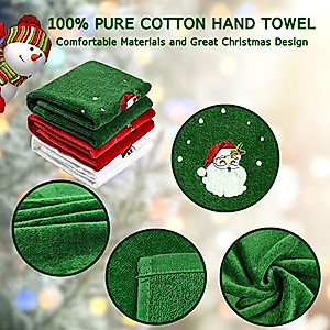 Large Size 16" x 27" Christmas Hand Towels, 100% Pure Cotton Bathroom Decorative Towels Soft Washcloths Kitchen Hand Towels Perfect Christmas Decor, Pack of 3 (Red, White, Green)