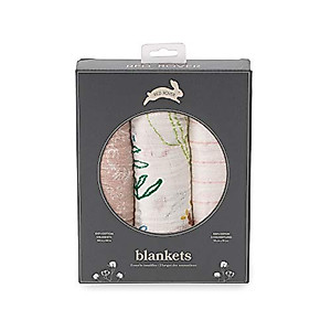 Red Rover Kids Cotton Muslin Swaddle - 47” x 47”- 100% Cotton – Machine Washable – Softer with Every Wash – Playful Designs - Soft, Breathable & Lightweight – Unisex - 3 Pack (Pastel Petal)