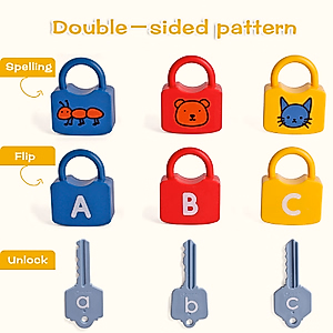 ABC Children's Learning Lock Educational Alphabet Set, Suitable for Early Childhood Education Toys for Toddlers, with 26 Locks and 26 Keys, Preschool Alphabet Learning Games for 3 Years Old and Above