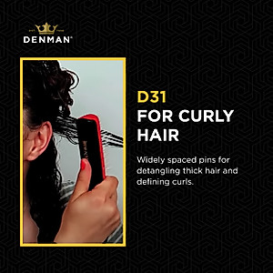 Denman Free Flow Wide Spaced Pins 7 Row Hair Styling Brush - 3-in-1 Styling Tool for Creating Volume, Detangling Thick Hair and Defining Curls, D31