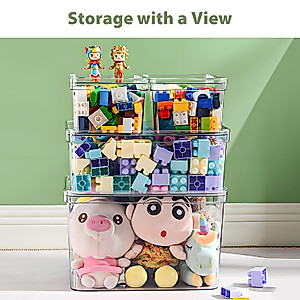 NDETN Clear Toy Storage Bins, Small Storage Containers with Lids, Small Plastic Storage Bins, Toy Organizers and Storage Bin, Clear Containers for Organizing (2 Pack)