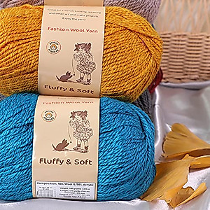 3-Pack Fluffy Wool Yarn by Yonkey Monkey. Lightweight and Soft. Knitting Crochet DIY Art Crafts (Turmeric 030)