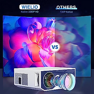 Projector with WiFi and Bluetooth, Native 1080P 4K Support Portable Outdoor Video Mini Projectors 12000L with Screen and Tripod for Home Theater Compatible with HDMI,USB,VGA,AV,iOS and Android Phone