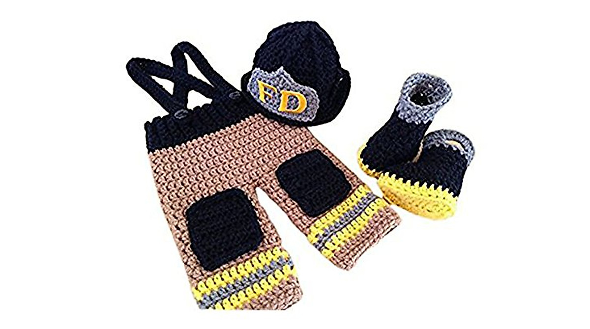 Cute Baby Firefighter Prop Set for Newborn Photoshoots
