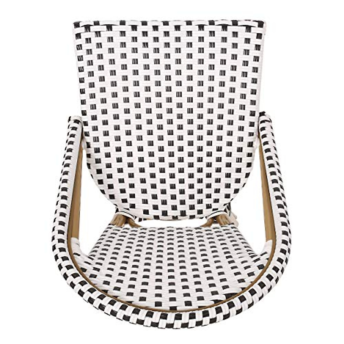 Christopher Knight Home 314450 Kinner Outdoor Barstool, Black + White + Bamboo Print Finish