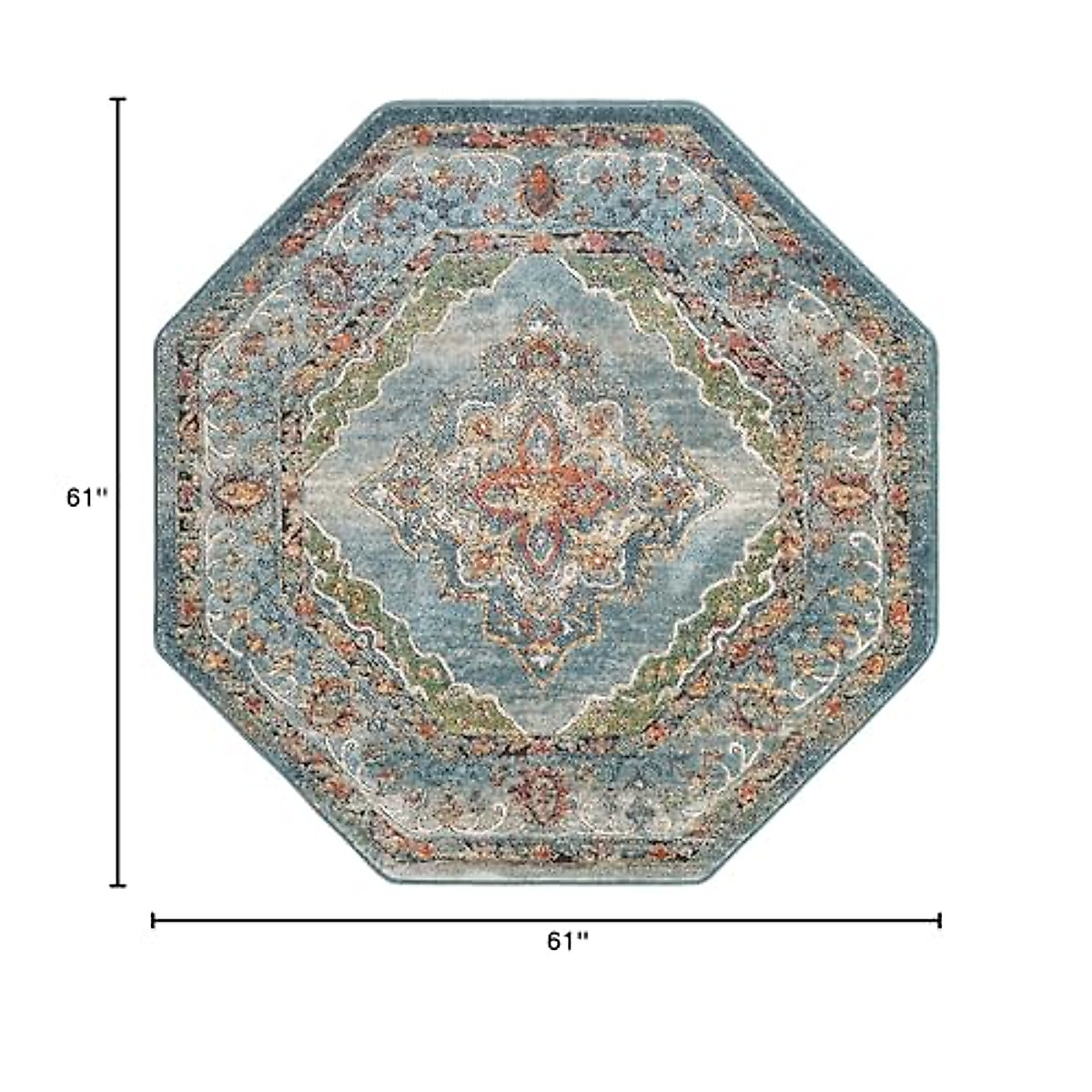 Unique Loom Isabella Collection Area Rug - Rossellini (5' 1" Octagon, Blue/ Beige)