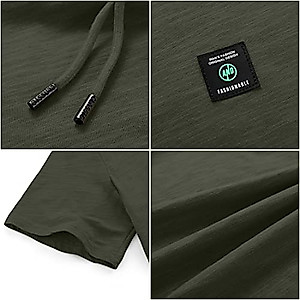 Aiyino Men's Short Sleeve Athletic Hoodies Sport Sweatshirt Solid Color Fashion Pullover 2XL Army Green