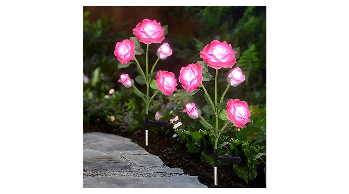 Solar Flower Lights - Dazzling Pink Roses for Garden & Patio