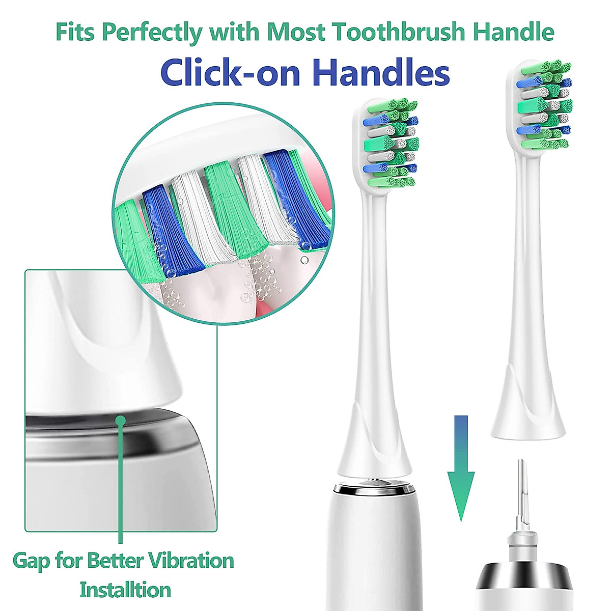 ALTLAU Replacement Toothbrush Heads Compatible with Philips Sonicare Toothbrush, Click-on Replacement Brush, 8 Pack