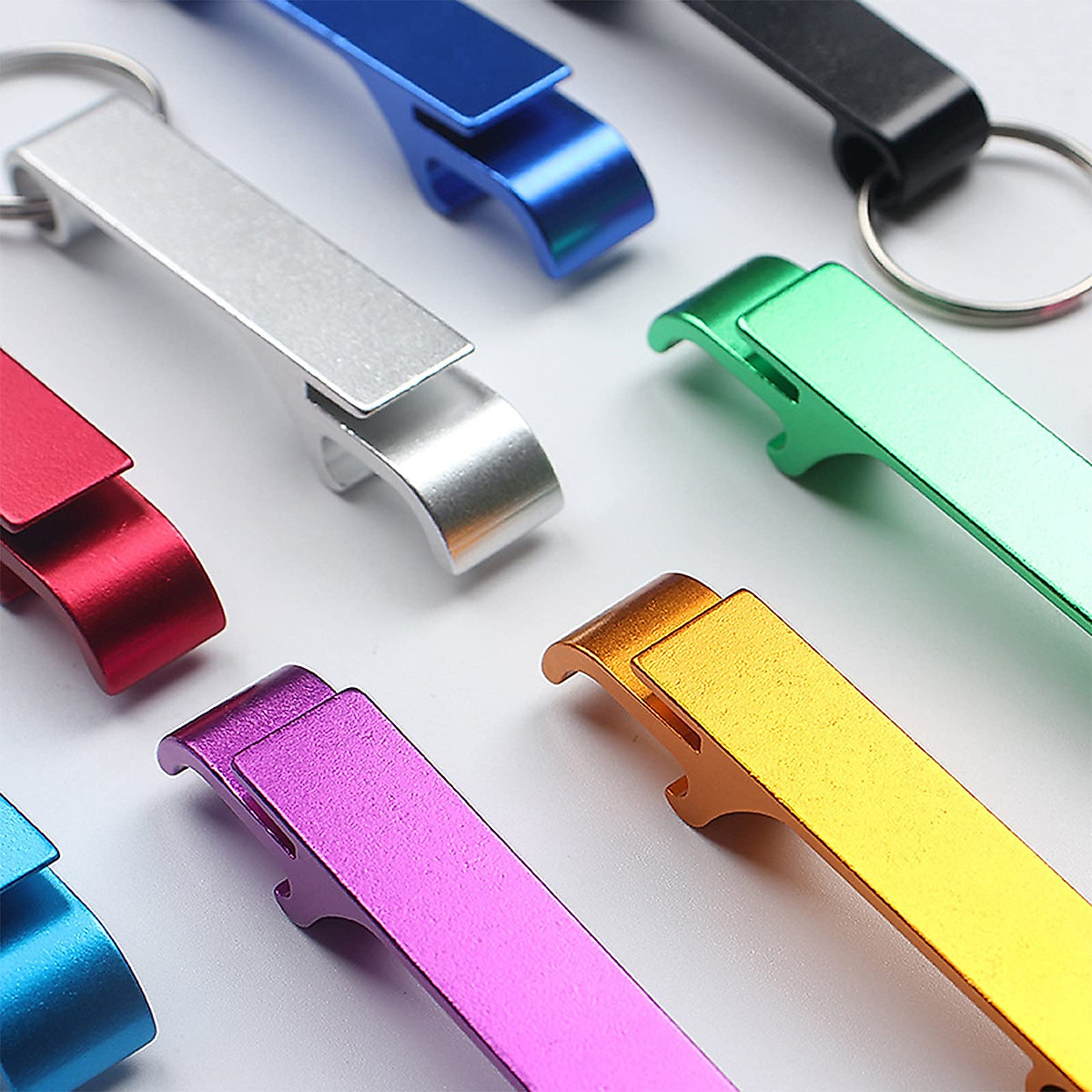 50 Pcs Personalized Bottle Opener Keychain Bulk,Engraved Text,Logo,Metal Custom Can Bottle Cap Opener,Customized Gift for Fathers Day,Wedding Favors,Groomsmen,Party,Anniversary,Black