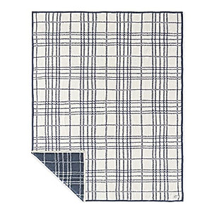 Crafted by Catherine Quinn Plaid Cozy Knit Throw Blanket 60" x 70" Inches, Soft Comfy Decorative Throw for Couch Bed Sofa Travel, Blue