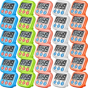 30 Pieces Small Digital Kitchen Timers Magnetic Countdown Timer Loud Alarm Big Digits Classroom Stopwatch Clock Timer for Cooking Baking Sports Games Office (not Including Battery)